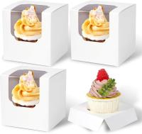 China Kraft Paper Handheld Cupcake Box 9x9x9cm with Transparent Window for Bakery Packaging for sale