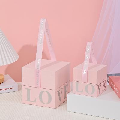 China Custom Dual Color Sky Earth Gift Box Set Pink Blue Silver Embossing Cosmetic Packaging 2 Sizes for sale