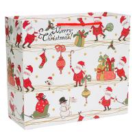 China Custom Christmas Cartoon Paper Gift Bags 24x10x32cm Kraft Tote Bags for sale