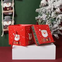 China Christmas Santa Face Apple Gift Box Set Red Paper Packaging with Carry Handle Sturdy Custom Size Gift Box for sale