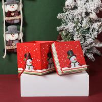 China Christmas Santa Face Apple Gift Box Set Red Paper Packaging with Carry Handle Sturdy Custom Size Gift Box for sale
