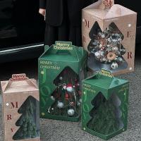 China Christmas Tree Display Gift Box Transparent Window Carry Handle Holiday Packaging Festive Box for sale