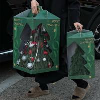 China Christmas Tree Display Gift Box Transparent Window Carry Handle Holiday Packaging Festive Box for sale