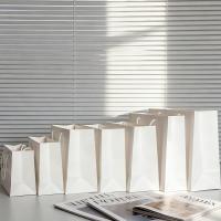 China Custom White Cardboard Tote Bags 13x19x6cm Gift Bags for Clothing Stores for sale