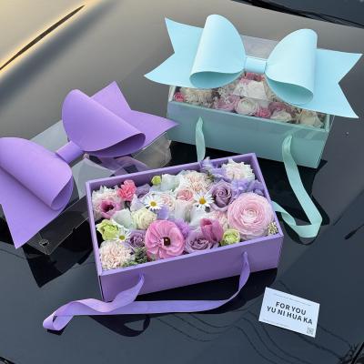 China Custom Transparent Gift Box with Ribbon Handle Modular Assembly for Floral Cake Packaging for sale