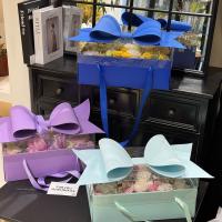China Custom Transparent Gift Box with Ribbon Handle Modular Assembly for Floral Cake Packaging for sale