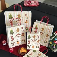 China Custom Kraft Paper Christmas Gift Bags 15x8x21cm Cartoon Design for Holiday Gifts and Baked Goods for sale