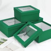 China Custom Square Gift Box with Lid Window 20x20x11cm Kraft Paper Cosmetic Packaging for sale