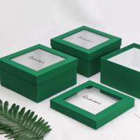 China Custom Square Gift Box with Lid Window 20x20x11cm Kraft Paper Cosmetic Packaging for sale