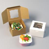 China 3-inch Cake Packaging Box With Window, One-piece Folding Cookie And Biscuit Square Packaging Box for sale