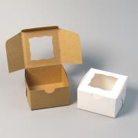 China 3-inch Cake Packaging Box With Window, One-piece Folding Cookie And Biscuit Square Packaging Box for sale
