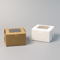 China 3-inch Cake Packaging Box With Window, One-piece Folding Cookie And Biscuit Square Packaging Box for sale