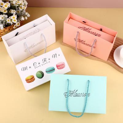 China Custom Macaron Pastry Packaging Set Premium Paper Gift Bag Box Bulk for Bakery Gifting for sale