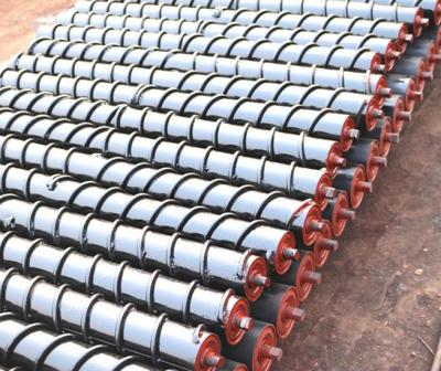 China Q235 Carbon Steel Friction Conveyor Roller 50 kg/m Return Idler 89-219mm for sale