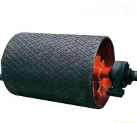 China Rubber Coated Conveyor Drive Pulley 6205 6306 Bearing Diamond Groove Lagging 500mm-2000mm for sale