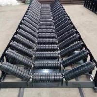 China Rubber Cushion Q235 Trough Idler 219mm Dia Conveyor Transition Rollers for sale