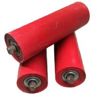 China CEMA Galvanized Painting Rubber Conveyor Rollers For Electronic Belt Conveyor for sale