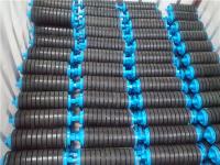 China 143mm Diameter Conveyor Troughing Rollers with Rubber Lagging Heavy Duty 30mm Shaft for sale
