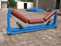 China Q235 Steel 3 Roll Garland Conveyor Belt Idler 108mm Diameter for Coal Mine for sale
