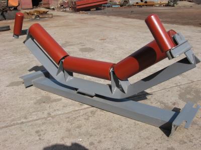 China Q235 Steel 3 Roll Garland Conveyor Belt Idler 108mm Diameter for Coal Mine for sale