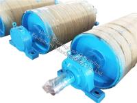 China Rubber Coated Conveyor Drive Pulley 6205 6306 Bearing Diamond Groove Lagging 500mm-2000mm for sale