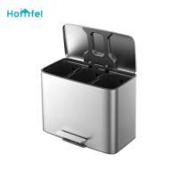 China Rectangular Foot Operated Trash Can With Inner Bucket , Home Kitchen Step Trash Can for sale