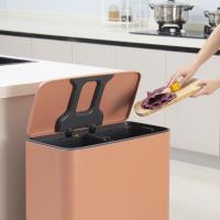 China 28Lx2 dual compartment trash can Soft Close Recycle Trash Bin Foot Step Trash Can For Living Room Office for sale