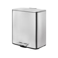 China Soft Close 2 Compartments trash can Office Rectangle Pedal Recycle Trash Bin Stainless Steel For Living Room for sale
