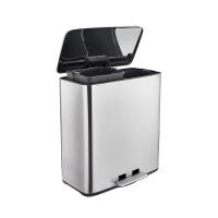 China Soft Close 2 Compartments trash can Office Rectangle Pedal Recycle Trash Bin Stainless Steel For Living Room for sale
