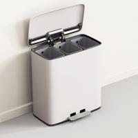 China Soft Close 2 Compartments trash can Office Rectangle Pedal Recycle Trash Bin Stainless Steel For Living Room for sale