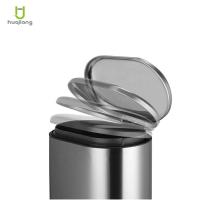 China rounded rectangle trash can Stainless Steel Rolling Cover Step Pedal Trash Bin for kitche bathroom Office 6L 12L 30L 50L for sale