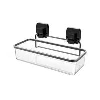 China Space-Saving Wall Mounted Bathroom Storage Rack With Black Iron Wire And Suction Cups for sale
