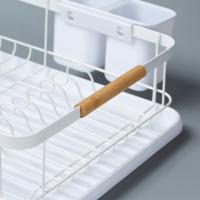 China Metal Kitchen Bowl Drying Dish Rack With Detachable Plastic Drip Tray Customized Logo for sale
