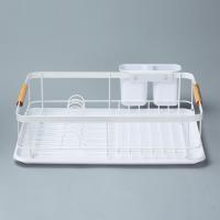 China Metal Kitchen Bowl Drying Dish Rack With Detachable Plastic Drip Tray Customized Logo for sale