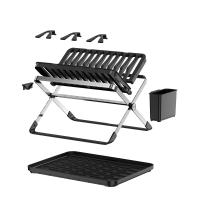 China Foldable Kitchen Dish Rack Sustainable Metal Wire Utensil Holder for Storage and Drying for sale