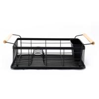 China Multifunctional Bamboo Steel Dish Drainer Basket  , Kitchen Plate Rack for sale