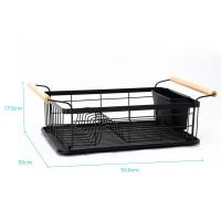 China Multifunctional Bamboo Steel Dish Drainer Basket  , Kitchen Plate Rack for sale