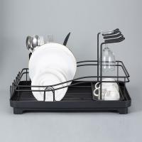 China Steel Adjustable Kitchen Dish Drainer Rack For Drying Dishes Custom Color for sale