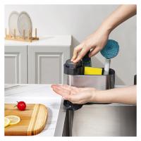 China Stainless Steel Kitchen Sink Organiser Rack With Fluid Pump And Sponge Holder for sale