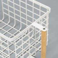 China Support Room Space Selection Modern Decorative Metal Table Organizer with Wood Handle for sale