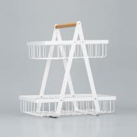 China Sustainable Fruit Bowl Bread Basket Kitchen Metal Wire Storage Rack 2 Tier for sale