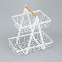 China Sustainable Fruit Bowl Bread Basket Kitchen Metal Wire Storage Rack 2 Tier for sale