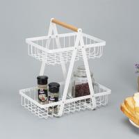 China Sustainable Fruit Bowl Bread Basket Kitchen Metal Wire Storage Rack 2 Tier for sale