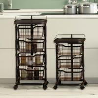 China 3 4 5 Tiers Adjustable Rotating Storage Trolley Cart for Kitchen Bathroom Storage for sale