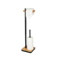 China Hotel Bathroom Free Standing Towel Holder Bamboo Towel Stand 18x18x67cm for sale