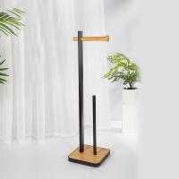 China Hotel Bathroom Free Standing Towel Holder Bamboo Towel Stand 18x18x67cm for sale