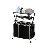 China Rectangle Wire Frame Metal Laundry Cart On Wheels For Home Big Capacity for sale