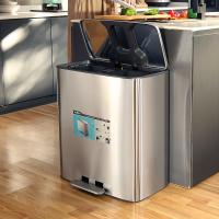 China Home Kitchen Stainless Steel Foot Pedal Waste Bin 56L Capacity Soft Close Inner Bucket for sale
