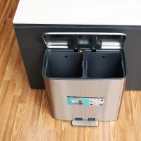 China Home Kitchen Stainless Steel Foot Pedal Waste Bin 56L Capacity Soft Close Inner Bucket for sale