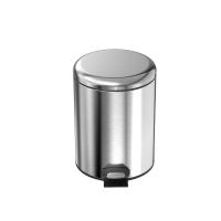 China Round Stainless Steel Foot Pedal Trash Can With Quiet Close Lid for sale
